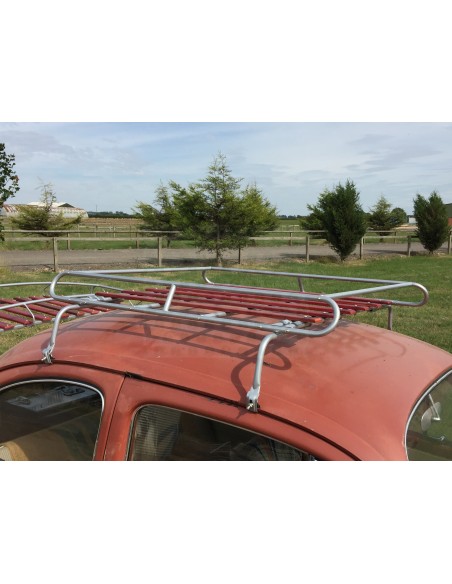 Classic Beetle NLA VW Roof Rack Silver Powder Coating with Wood Slats