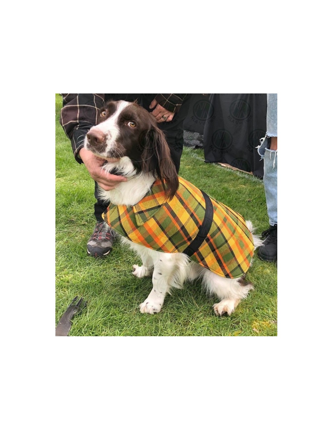 NLA Westfalia Yellow Plaid Material Dog Coat Double Sided with ...